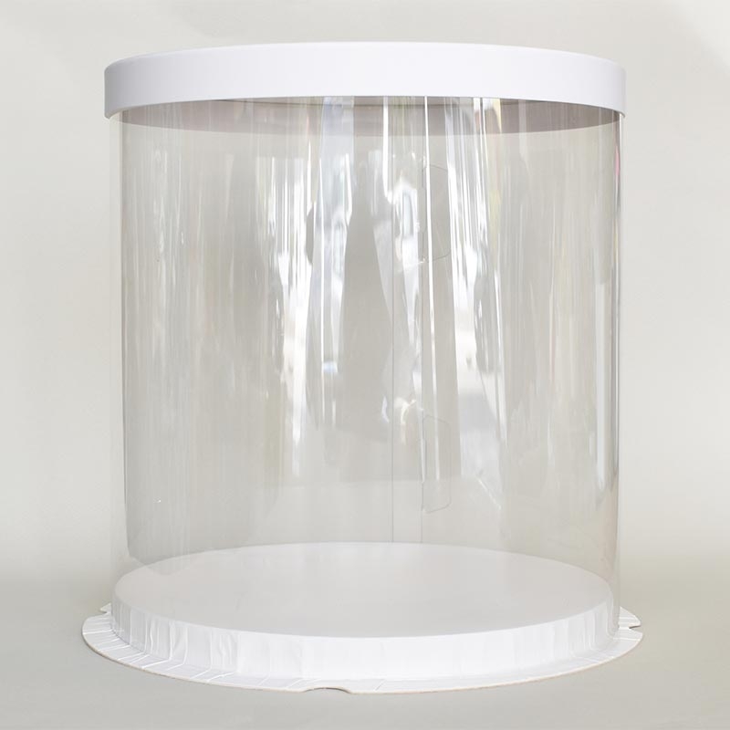 Round Transparent Cake Box with white base and lid with circle ...