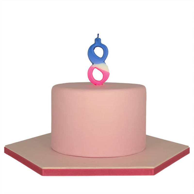 Tricolor Birthday Candle with Number 8